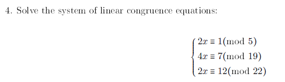Solved Solve the system of linear congruence equations: 2x | Chegg.com