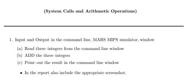 (System Calls and Arithmetic Operations) 1. Input and | Chegg.com
