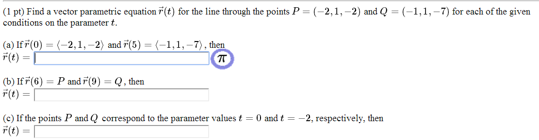Find a vector parametric equation r rightarrow (t) | Chegg.com