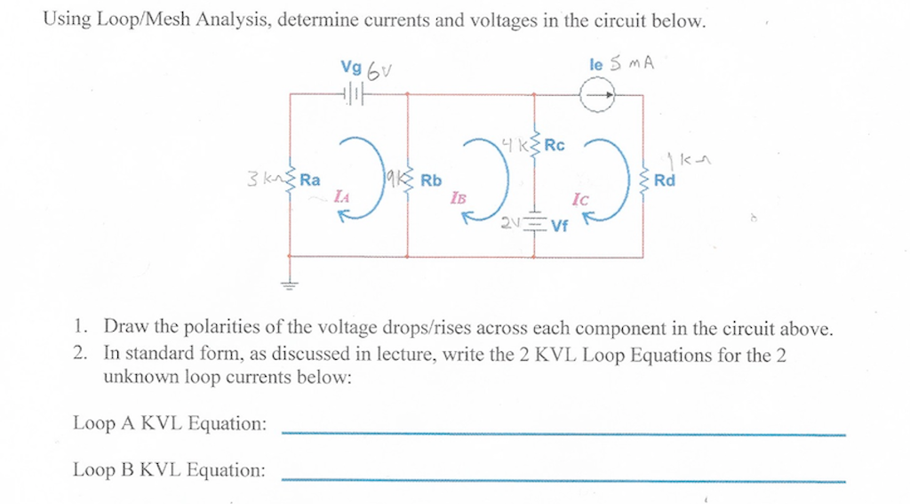 Solved Using Loop/Mesh Analysis, determine currents and | Chegg.com