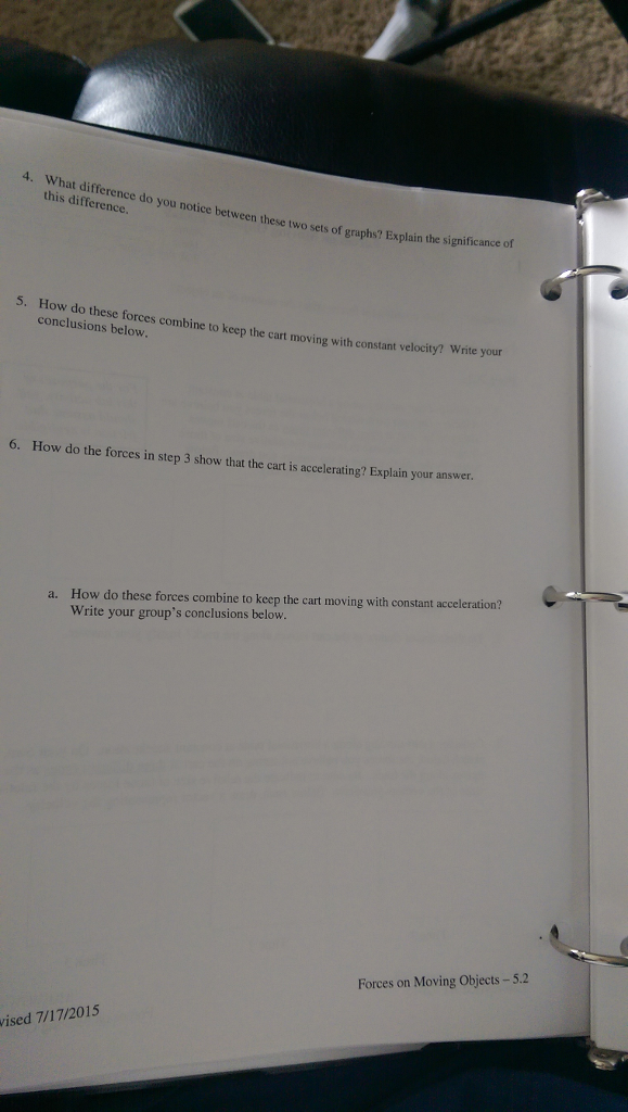 Solved Forces on Moving Objeets- Prelab Name: Date: Lab day | Chegg.com