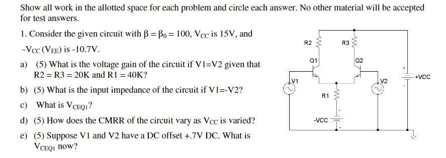 Solved Consider the given circuit with beat = beta_0 = 100, | Chegg.com Solved Consider the given circuit with beat = beta_0 = 100, | Chegg.com