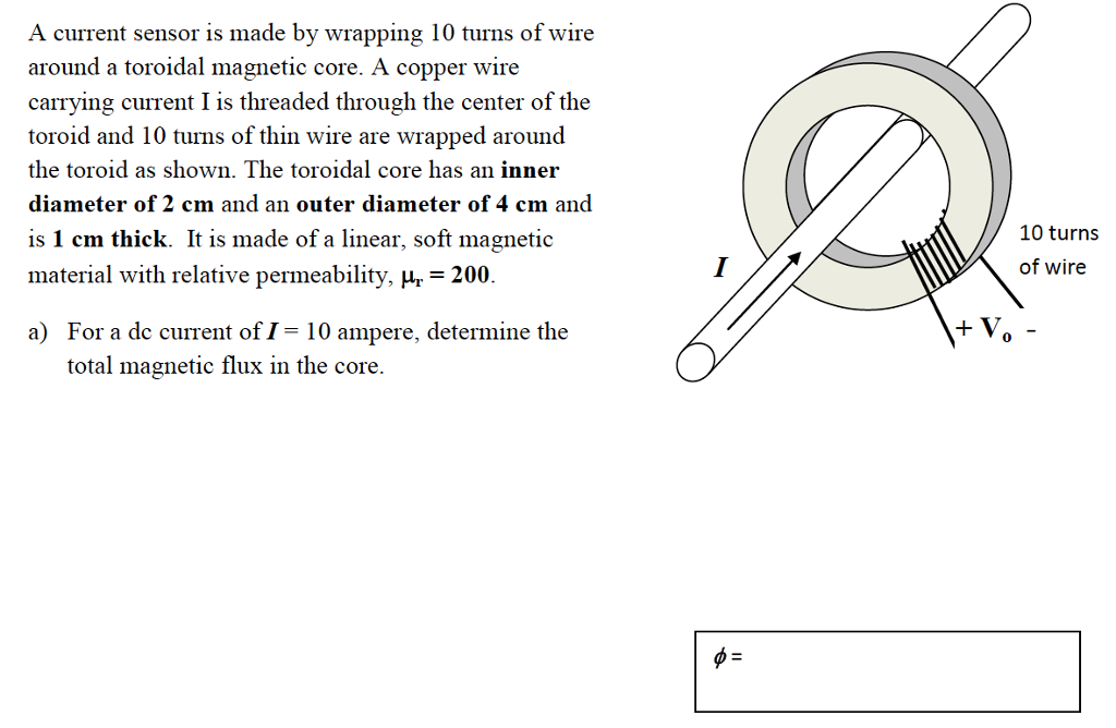 Solved A current sensor is made by wrapping 10 turns of wire | Chegg.com