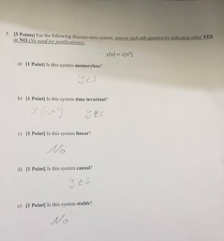 Solved For the following discrete-time system, answer each | Chegg.com