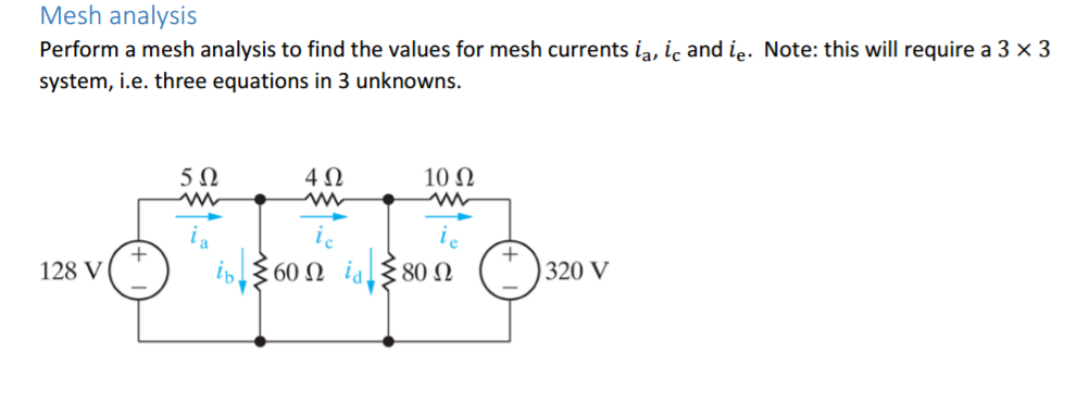 Solved Perform a mesh analysis to find the values for mesh | Chegg.com