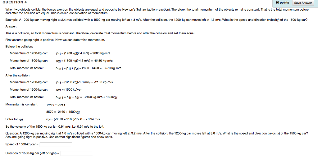 Solved When two objects collide, the forces exert on the | Chegg.com