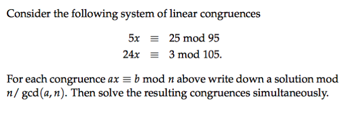 Solved Consider the following system of linear congruences | Chegg.com