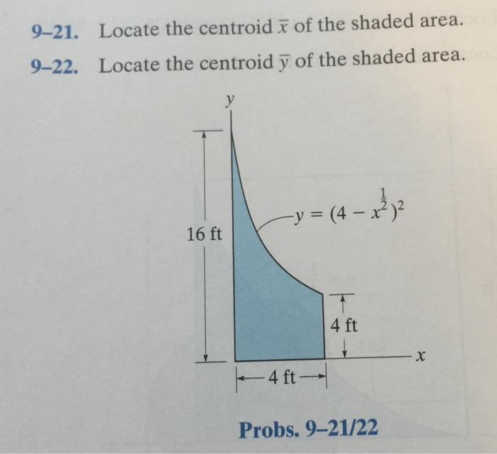 Solved 9-21. Locate the centroid x of the shaded area. | Chegg.com