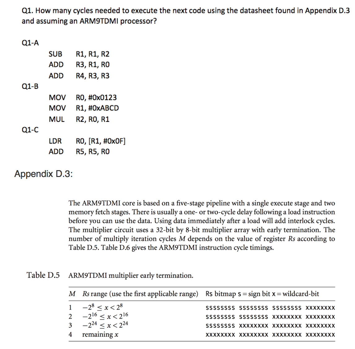 How many cycles needed to execute the next code using | Chegg.com