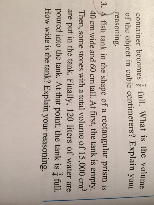 Solved A fish tank in the shape of a rectangular prism is 40 | Chegg.com