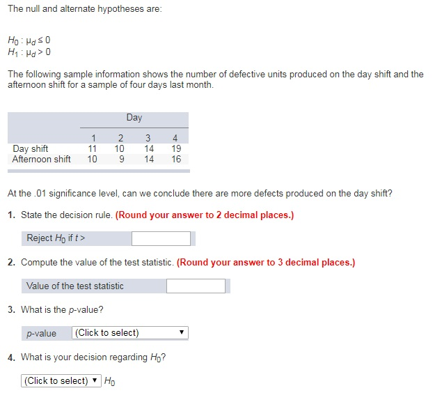 Solved The null and alternate hypotheses are: The following | Chegg.com
