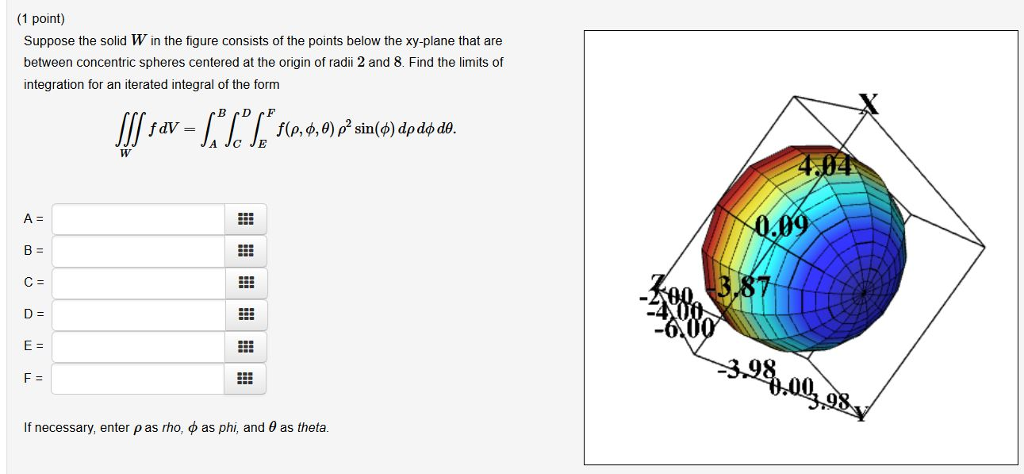 Solved 1 Point Suppose The Solid W In The Figure Consists