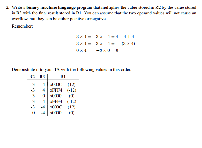 2. Write a binary machine language program that | Chegg.com