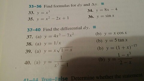 Solved Find formula for dy and Delta y. y = x^3 y = 8x - 4 | Chegg.com