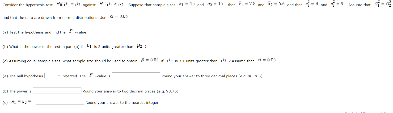 Consider the hypothesis test H0: mu1 = mu2 against | Chegg.com