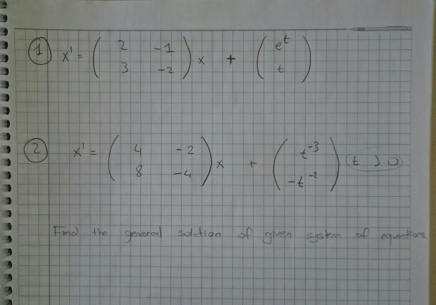 Solved find the general solution of given systems | Chegg.com