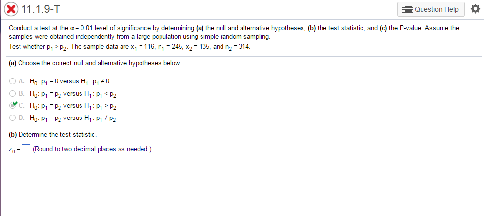 Solved Conduct a test at the alpha = 0.01 level of | Chegg.com