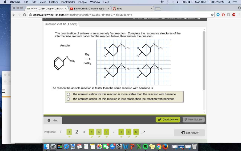 Solved The bromination of anisole is an extremely fast | Chegg.com