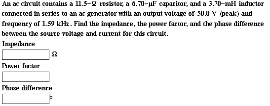 Solved An ac circuit contains a 11.5-ohm resistor, a 6.70-mu | Chegg.com