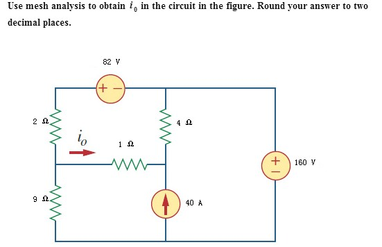 Solved Use mesh analysis to obtain i0 in the circuit in the | Chegg.com