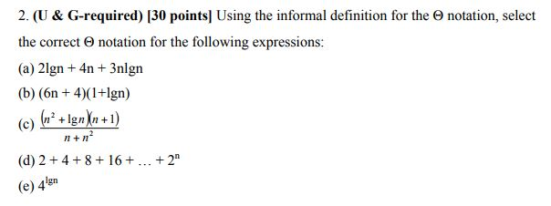 Solved Using the informal definition for the theta notation, | Chegg.com