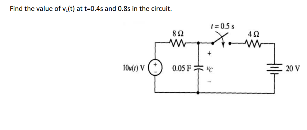Solved Find the value of vc(t) at t=0.4s and 0.8s in the | Chegg.com