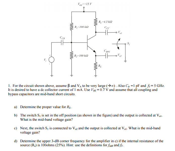 Solved For the circuit shown above, assume beta and V_A to | Chegg.com