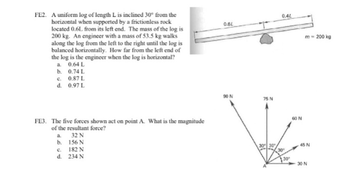 Solved A uniform log of length L is inclined 30degree from | Chegg.com