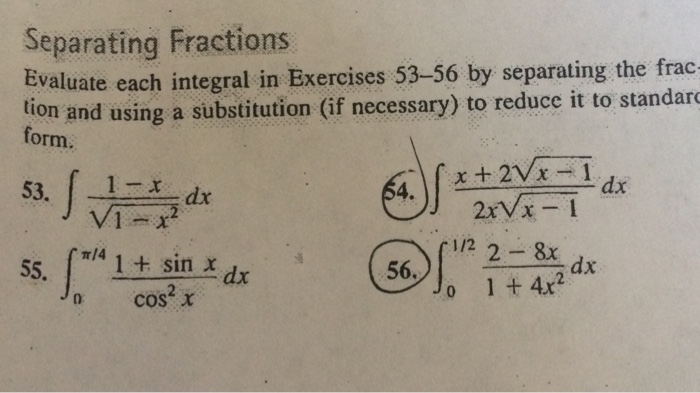 Solved Evaluate each integral in Exercises 53-56 by | Chegg.com