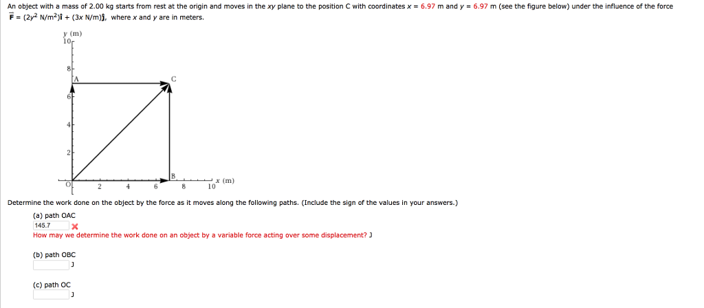 Solved An Object With A Mass Of 2 00 Kg Starts From Rest At