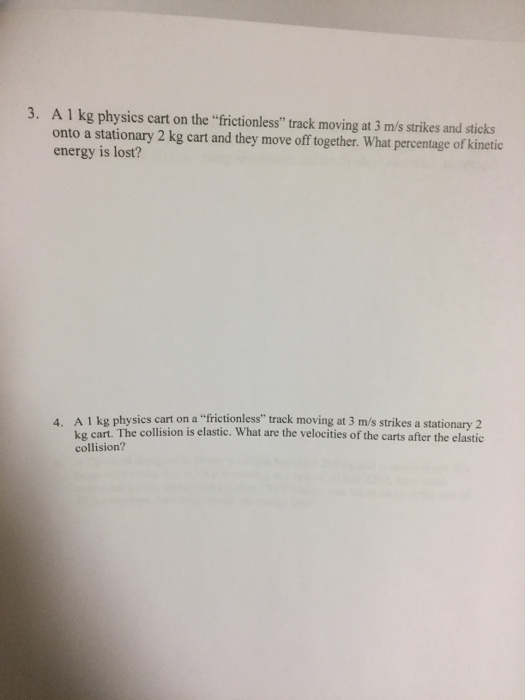 Solved A 1 kg physics cart on the "frictionless", track | Chegg.com