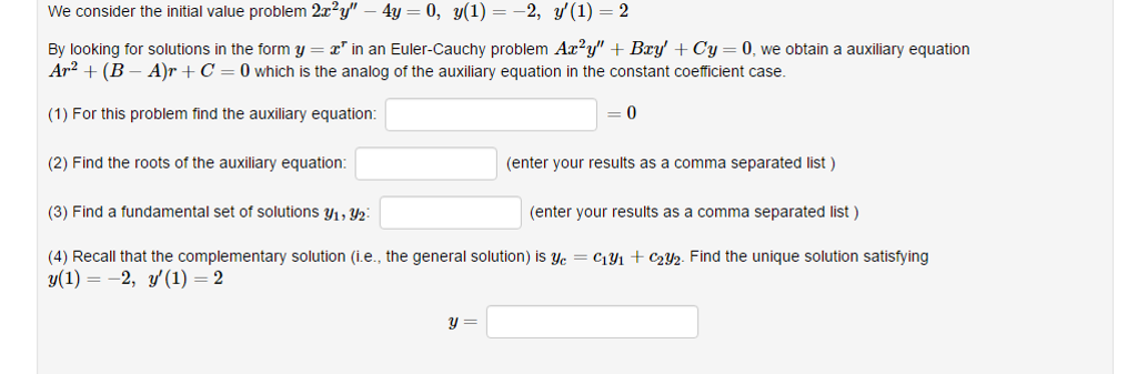 Solved We consider the initial value problem 2x^2y" - 4y = | Chegg.com