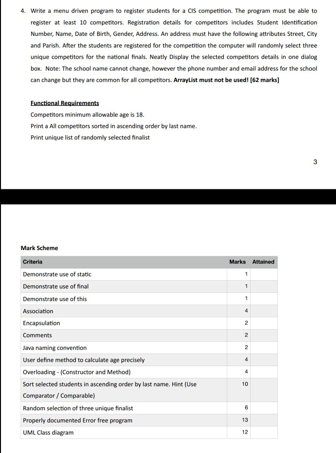 Solved 4. Write a menu driven program to register students | Chegg.com