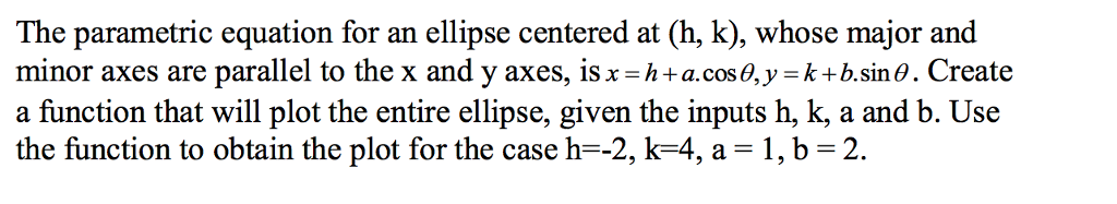 Solved The parametric equation for an ellipse centered at | Chegg.com