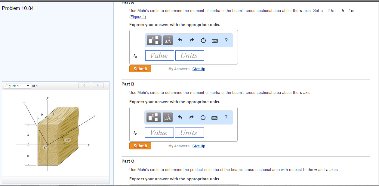 Solved Use Mohrs Circle To Determine The Moment Of Inertia
