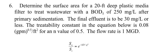 Solved Determine the surface area for a 20-ft deep plastic | Chegg.com