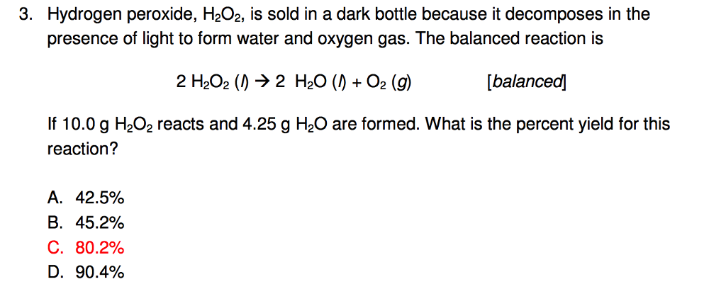 Solved Hydrogen peroxide, H_2O_2, is sold in a dark bottle | Chegg.com