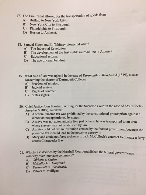 Solved 17. The Erie Canal allowed for the transportation of | Chegg.com