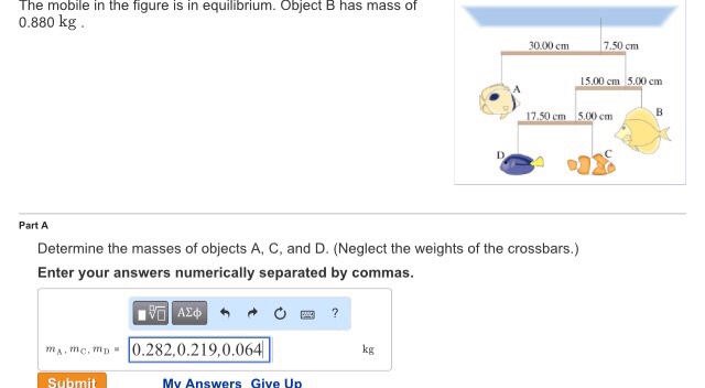 Solved The mobile in the figure is in equilibrium. Object B | Chegg.com