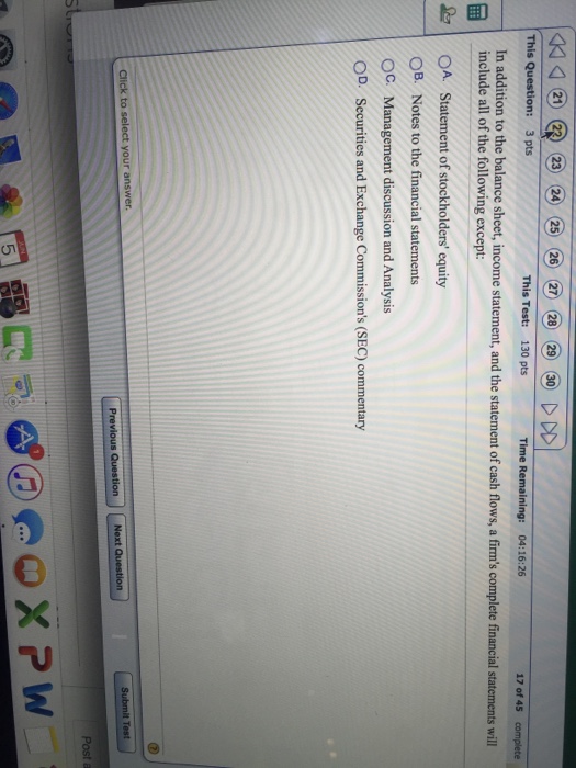 Solved In addition to the balance sheet, income statement, | Chegg.com