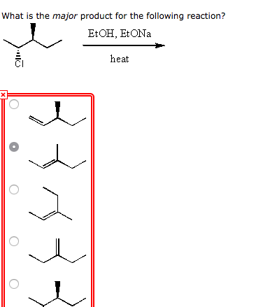 Solved What is the major product for the following reaction? | Chegg.com