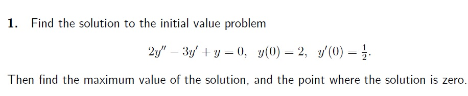 Solved Find the solution to the initial value problem 2y? - | Chegg.com