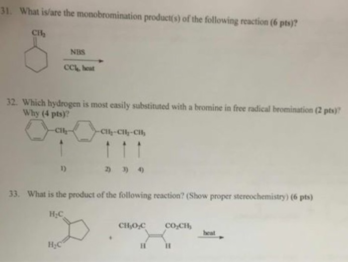 Solved What is/are the monobromination product(s) of the | Chegg.com