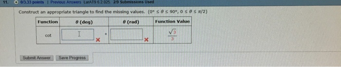 Solved Construct an appropriate triangle to find the missing | Chegg.com
