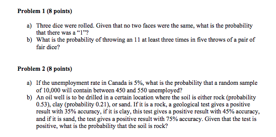 Solved Problem 1 (8 points) Three dice were rolled. Given | Chegg.com