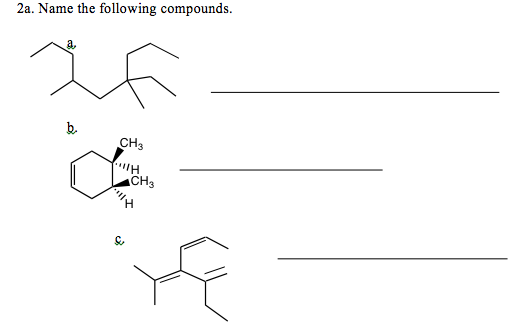 Solved Name the following compounds. | Chegg.com