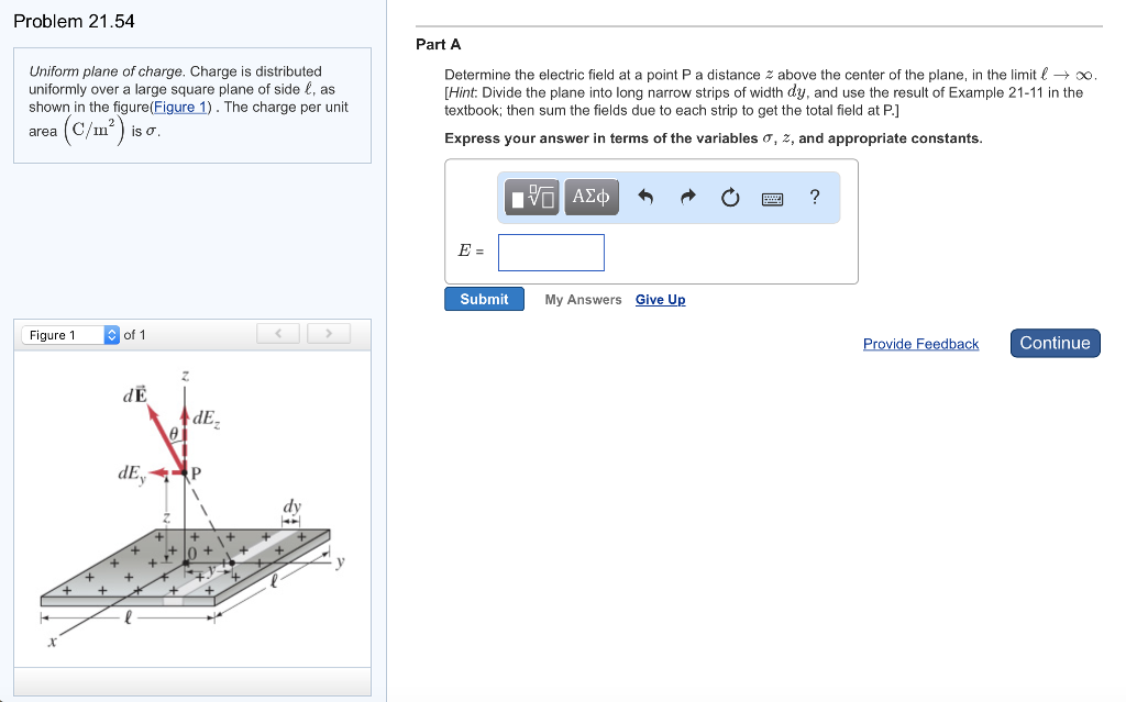 Solved Uniform plane of charge. Charge is distributed | Chegg.com