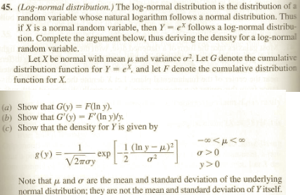 Solved 45. (Log-normal distribution.) The log-normal | Chegg.com