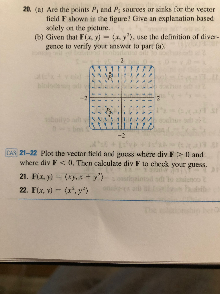 Solved 20. (a) Are the points Pi and P2 sources or sinks for | Chegg.com
