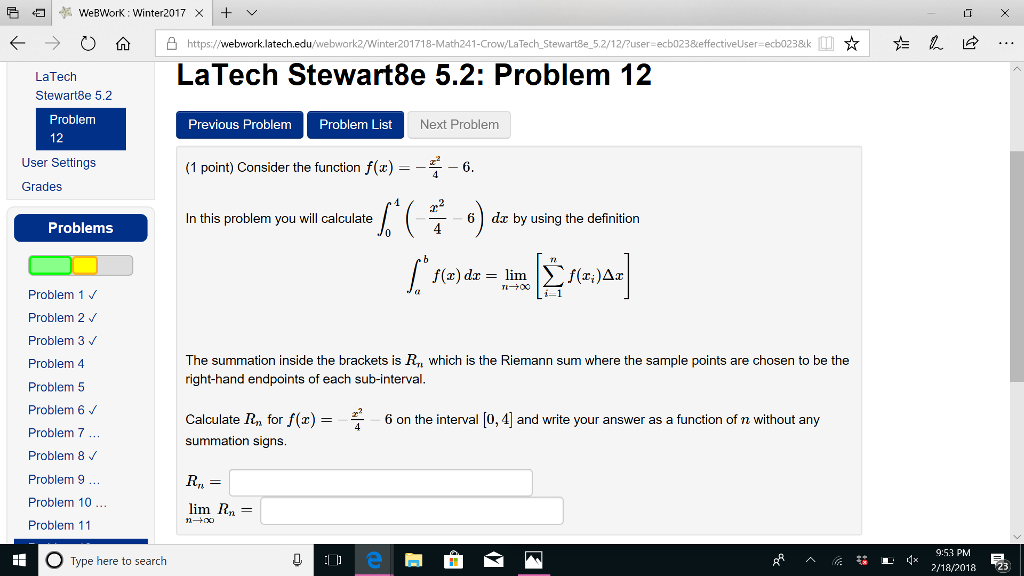 Calculus Archive | February 18, 2018 | Chegg.com